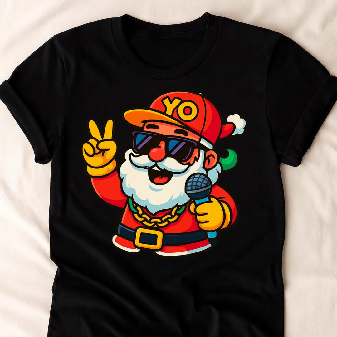 Hip Hop Santa PNG Clipart | Cool Christmas T-shirt Design (digital) - Etsy