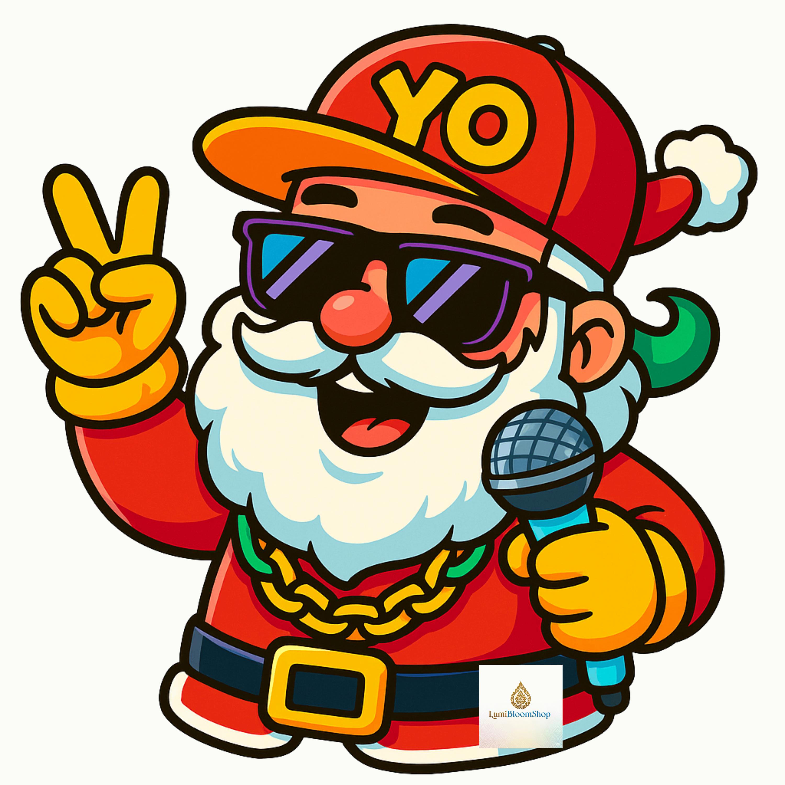 Hip Hop Santa PNG Clipart | Cool Christmas T-shirt Design (digital) - Etsy