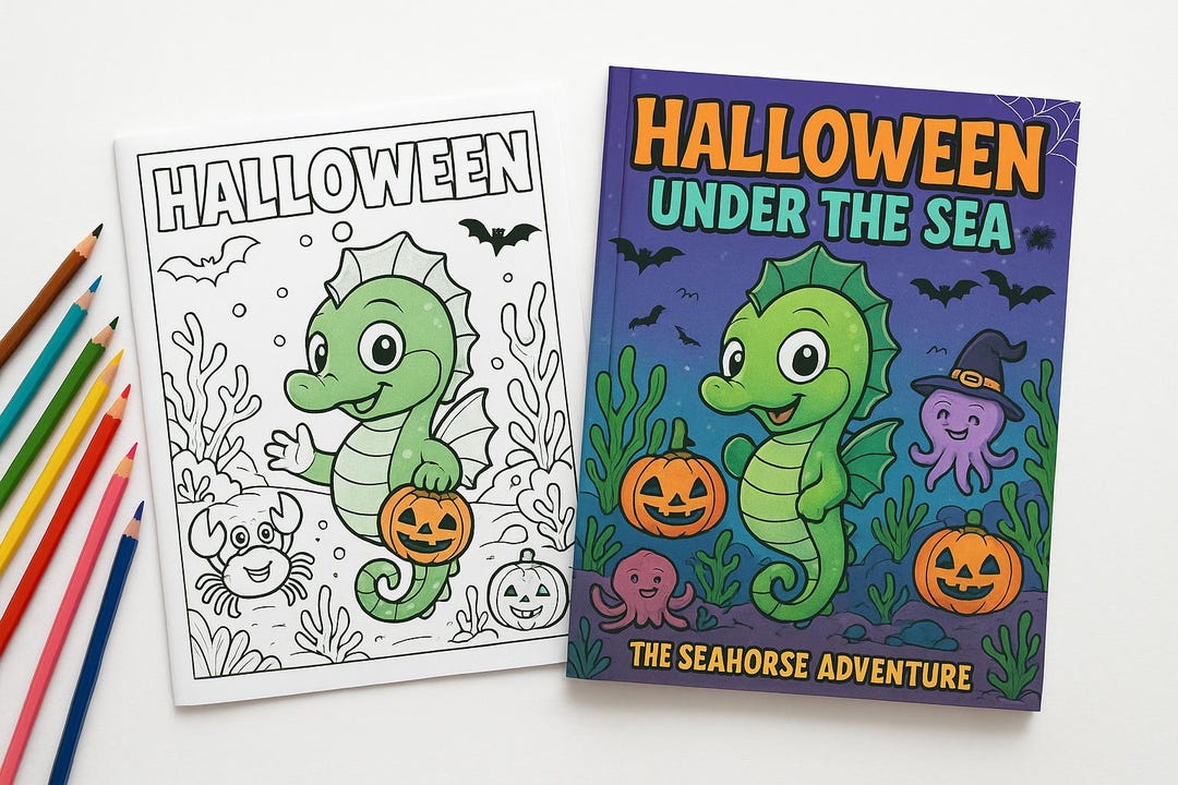 Halloween Under the Sea: the Seahorse Adventure | Kids Coloring Book ...
