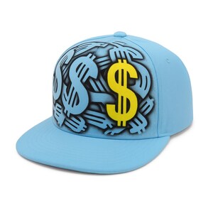 Hand-painted Dollar Sign Airbrush Hat| EK GRAFF Streetwear Cap| Light ...
