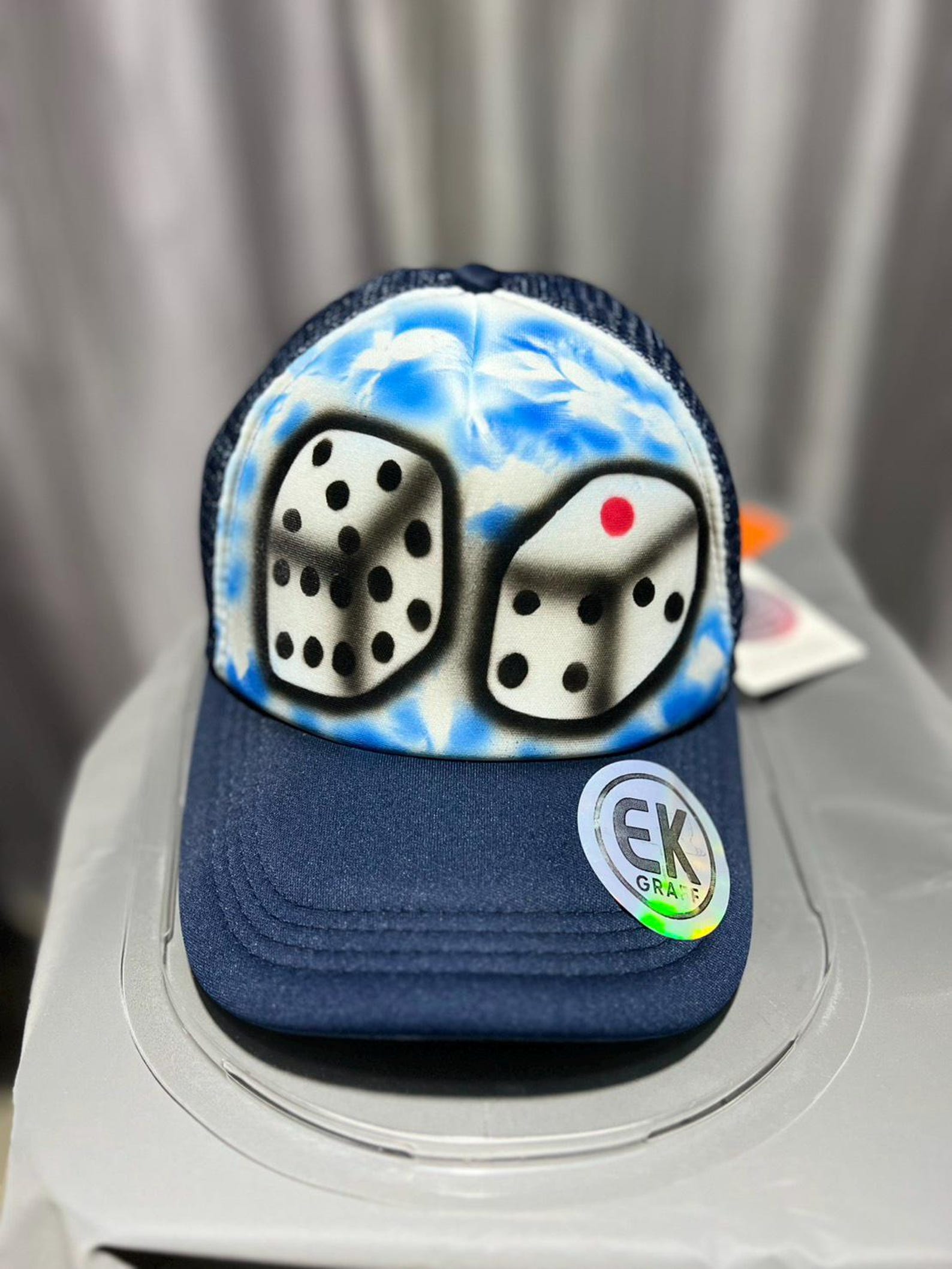 Hand-painted Dice Airbrush Hat| EK GRAFF Streetwear Cap| Light Blue - Etsy