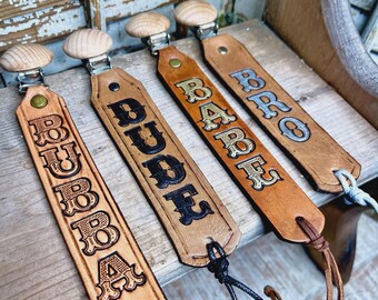 Leather Pacifier Clip | Personalized Name Baby Gift | Custom Engraved ...