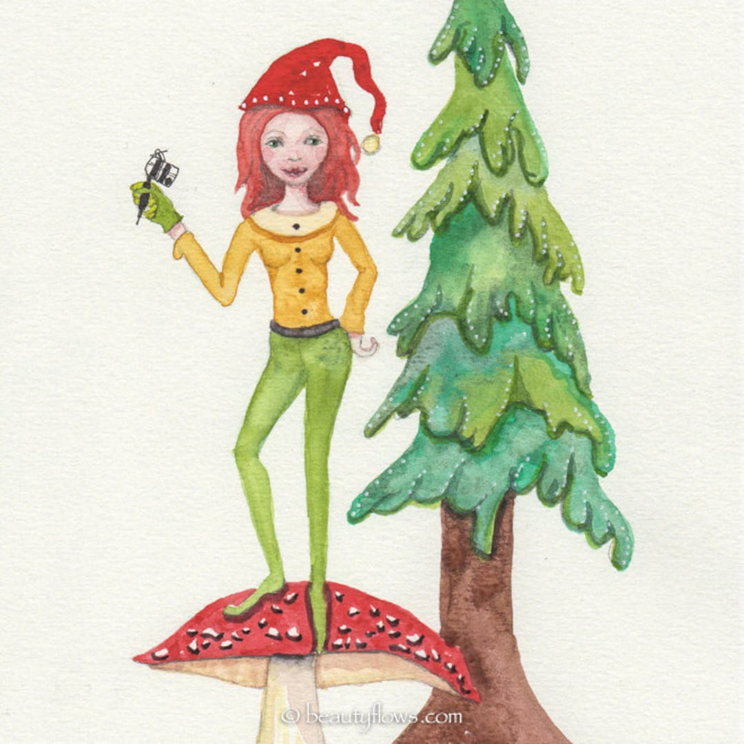 Tattoo Elf, Ink Girl, OOAK, Original Watercolor, Art to Inspire Smiles ...