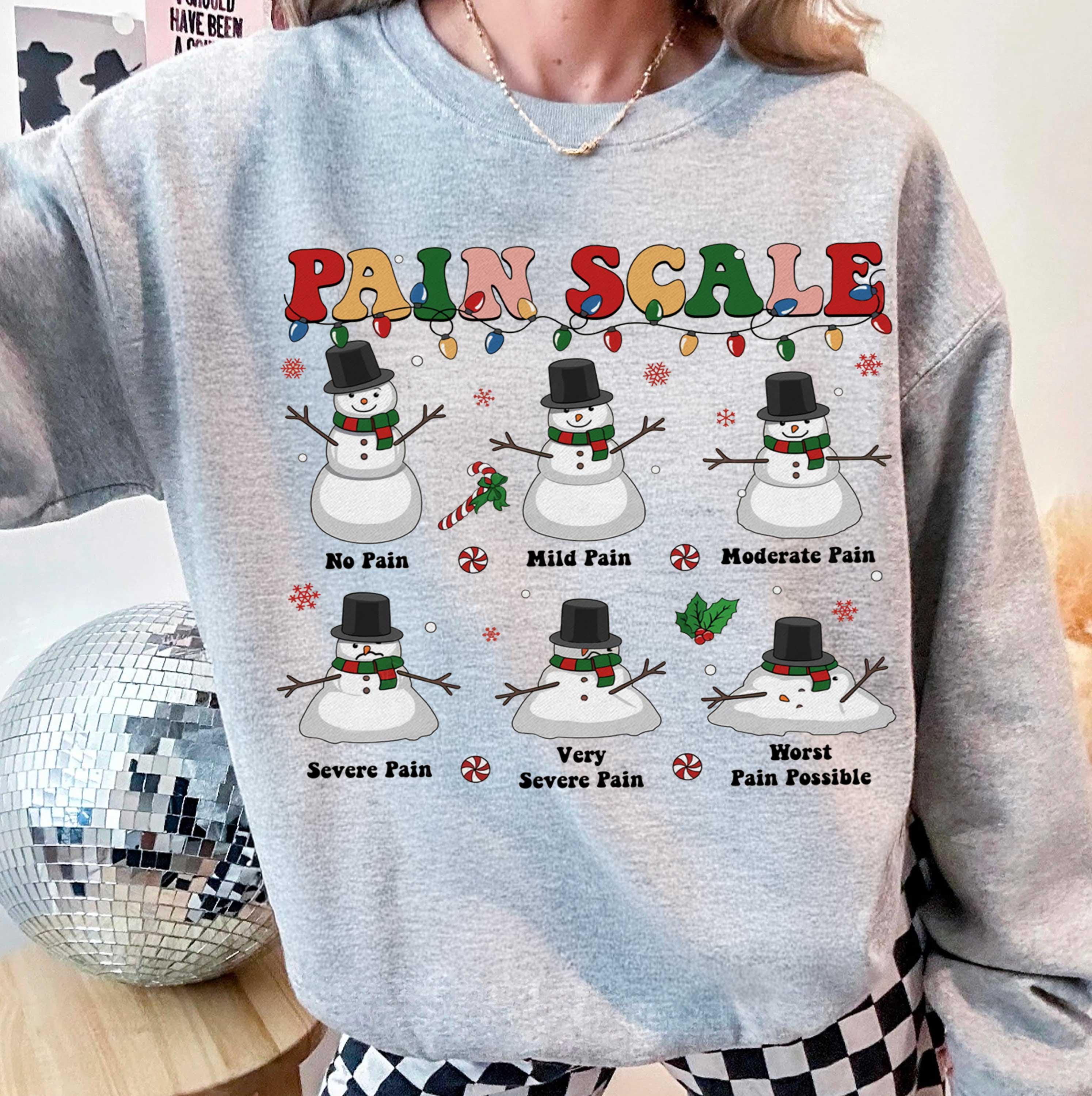 Funny Snowman Pain Scale PNG, Christmas Nurse Gift, Worst Pain Possible ...