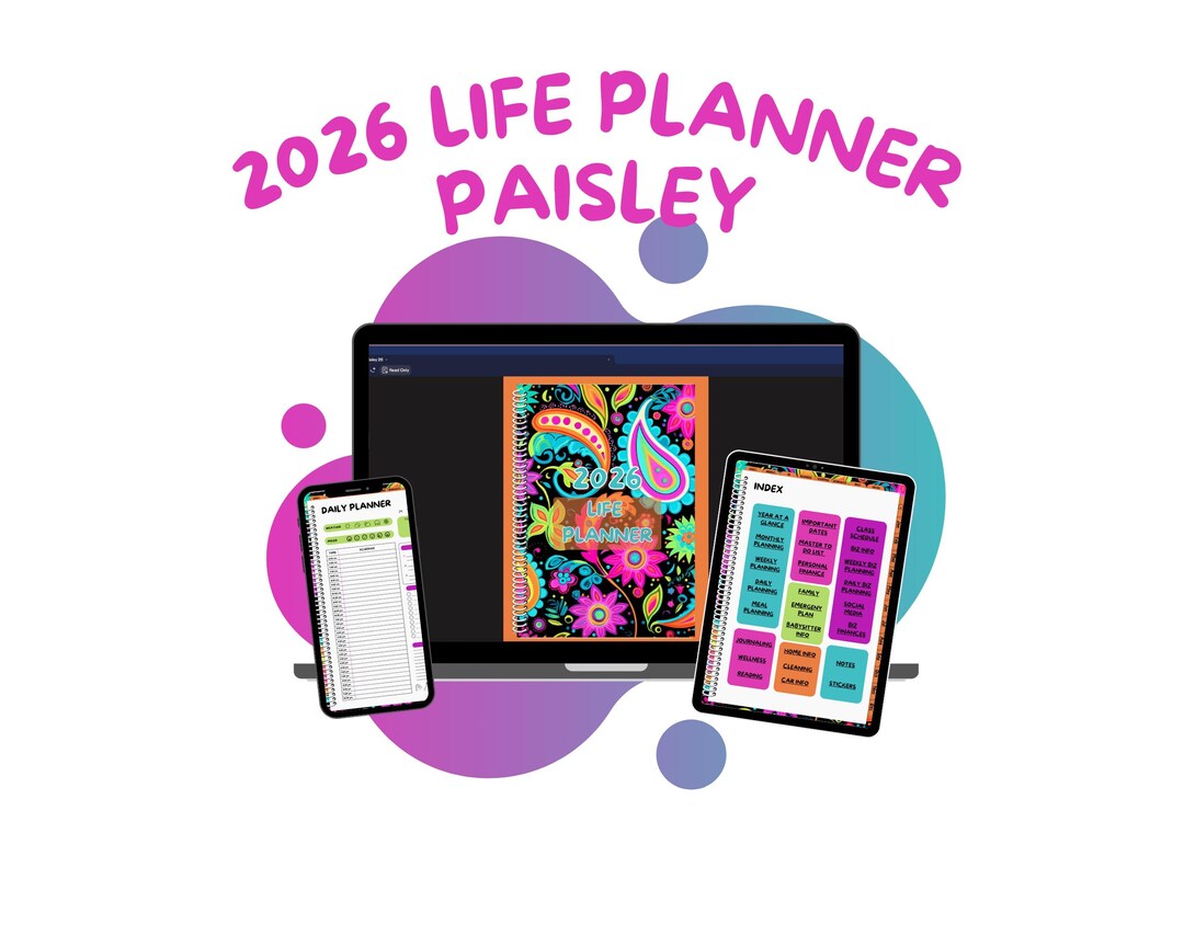 2026 Paisley Digital Planner ~ Customizable Templates ~ ADHD Friendly ...