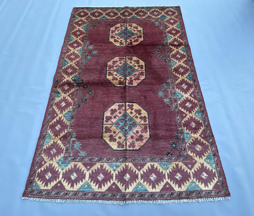 Afghan Ghazni Wool Rug (6'1 X 4'0) – Vintage Mamluk Chobi Design - Etsy
