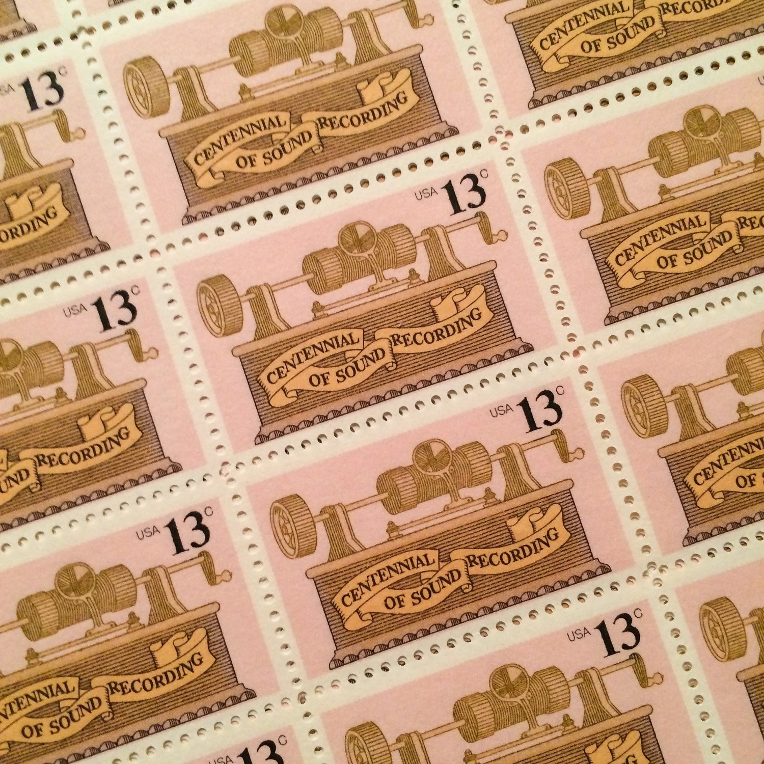 Set of 10 or 20 Pink Centennial of Sound Recording 13c Unused - Etsy