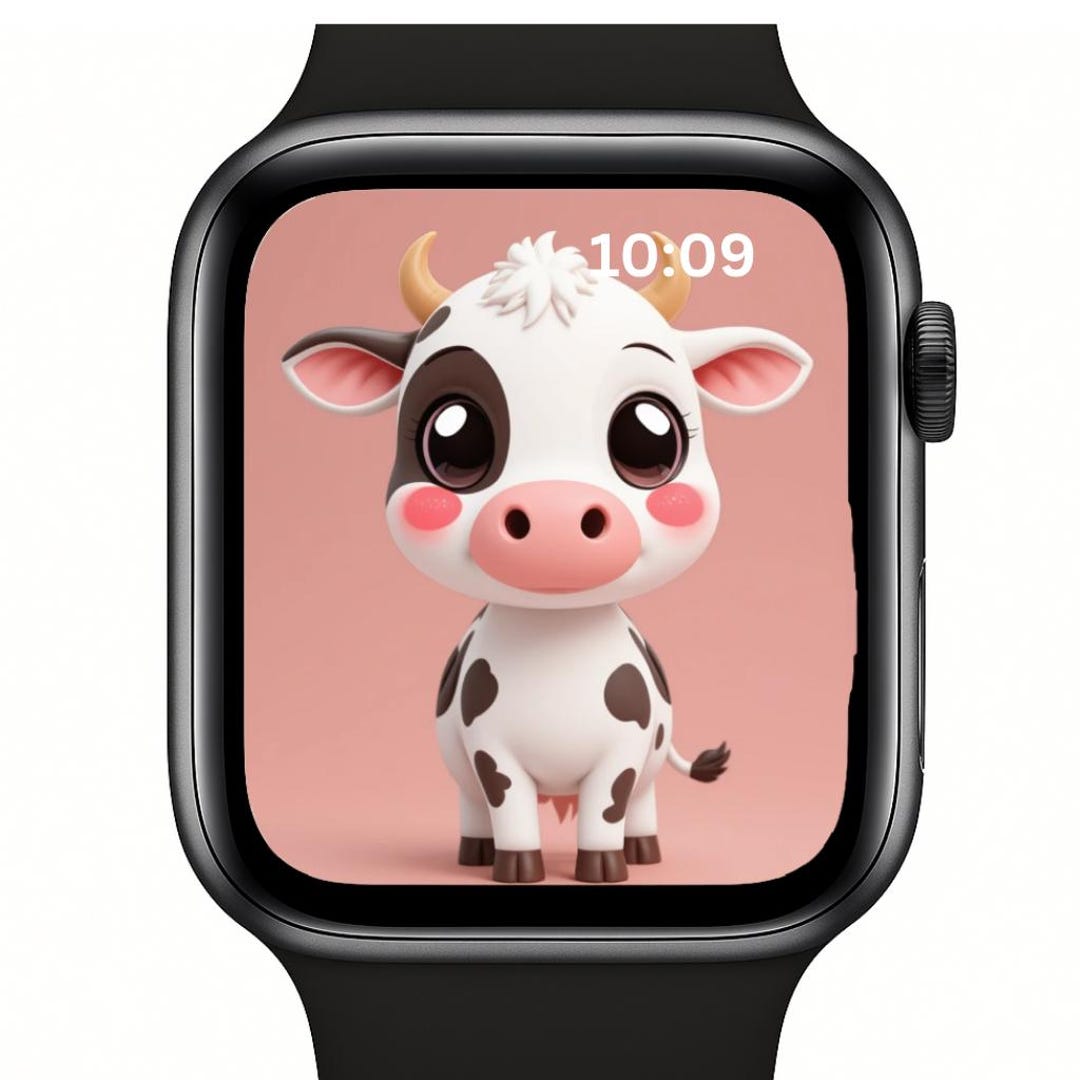 Cute Cow Apple Watch Face Wallpaper | Farm Animal Watch Face | Cartoon ...