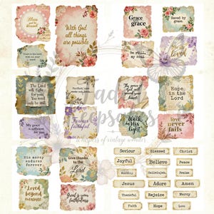 Christian Scripture Scraps and Tags | Bible Verse Ephemera for Journals ...