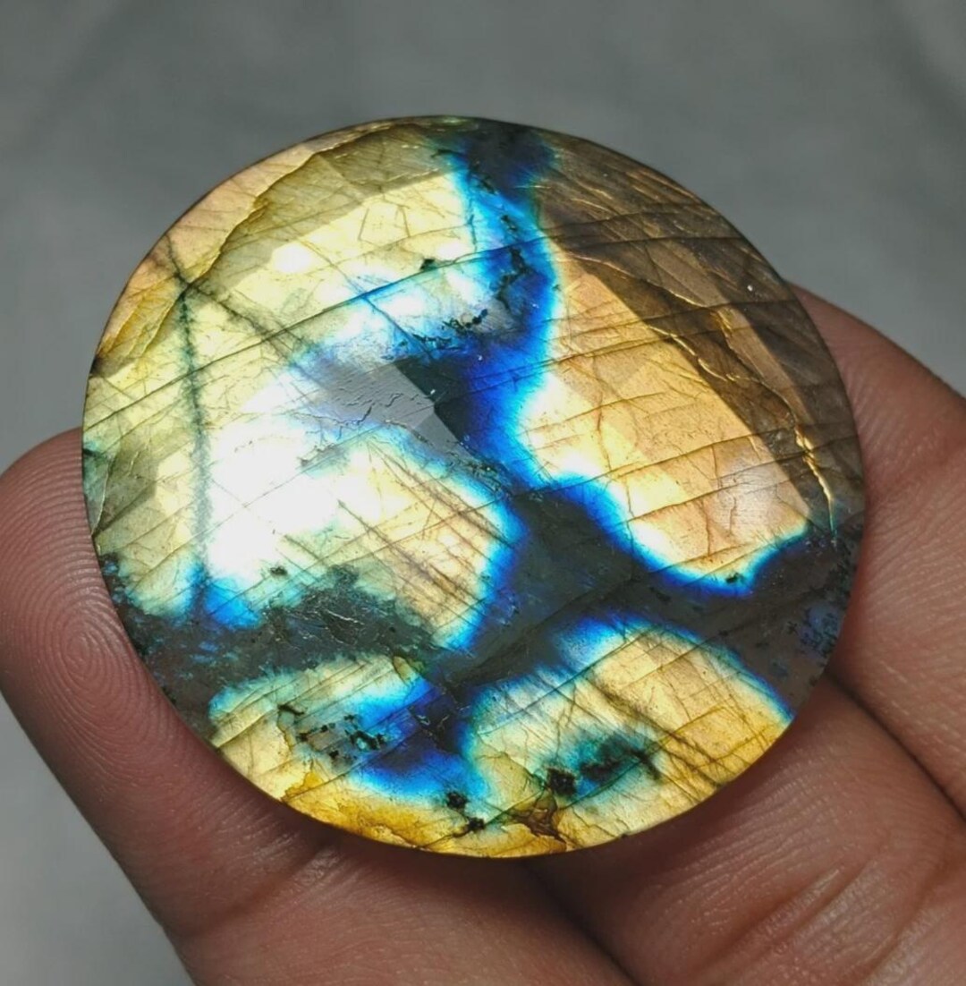 Huge Size Natural Labradorite Rose Cut Gemstone . 76 Carat 40x40x6 MM ...