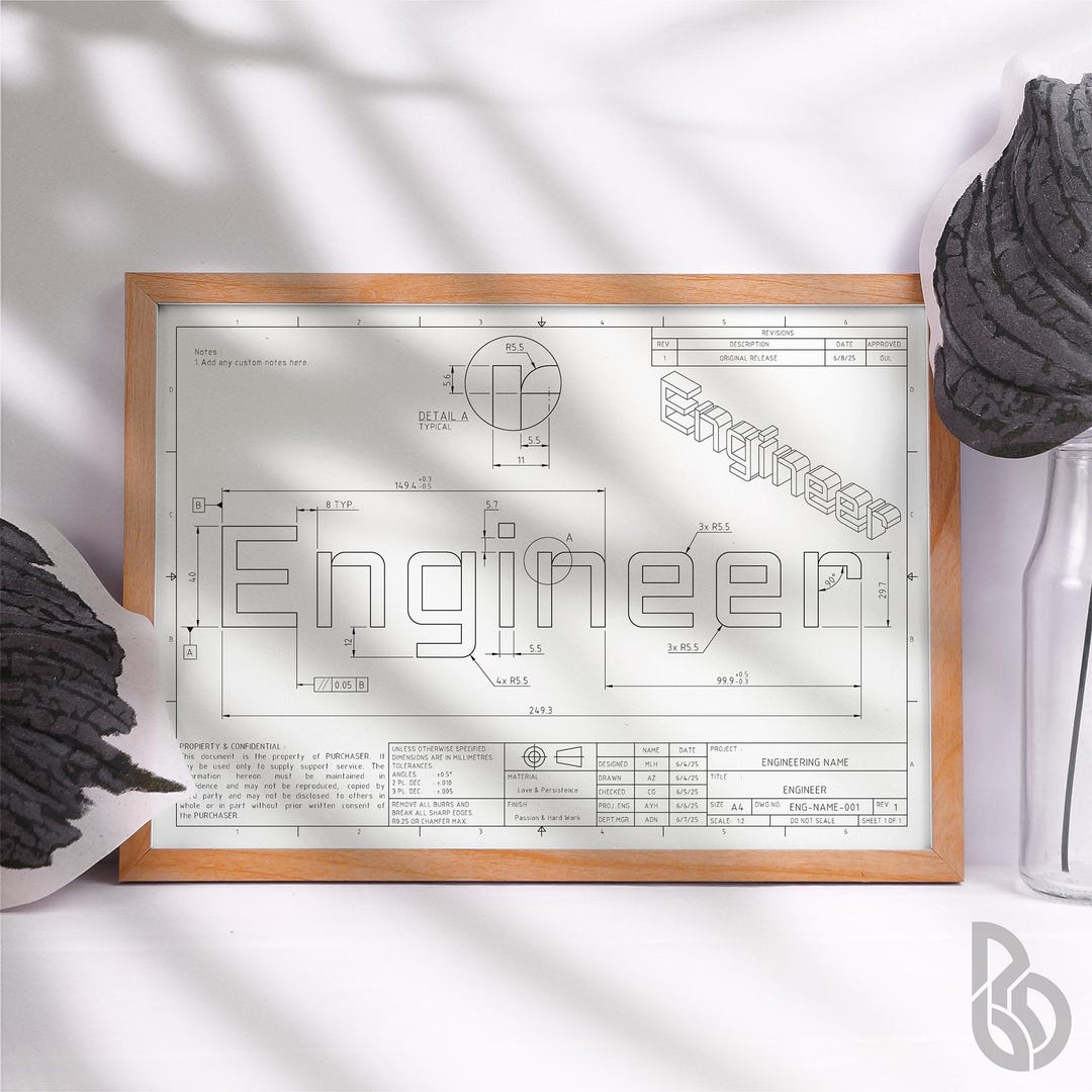 Personalized Engineering Blueprint Name Art: Custom STEM Gift (digital ...
