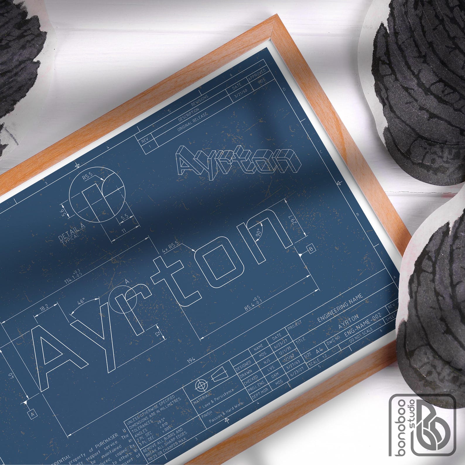 Custom Engineering Name/words Blueprint Drawing | Digital Print ...