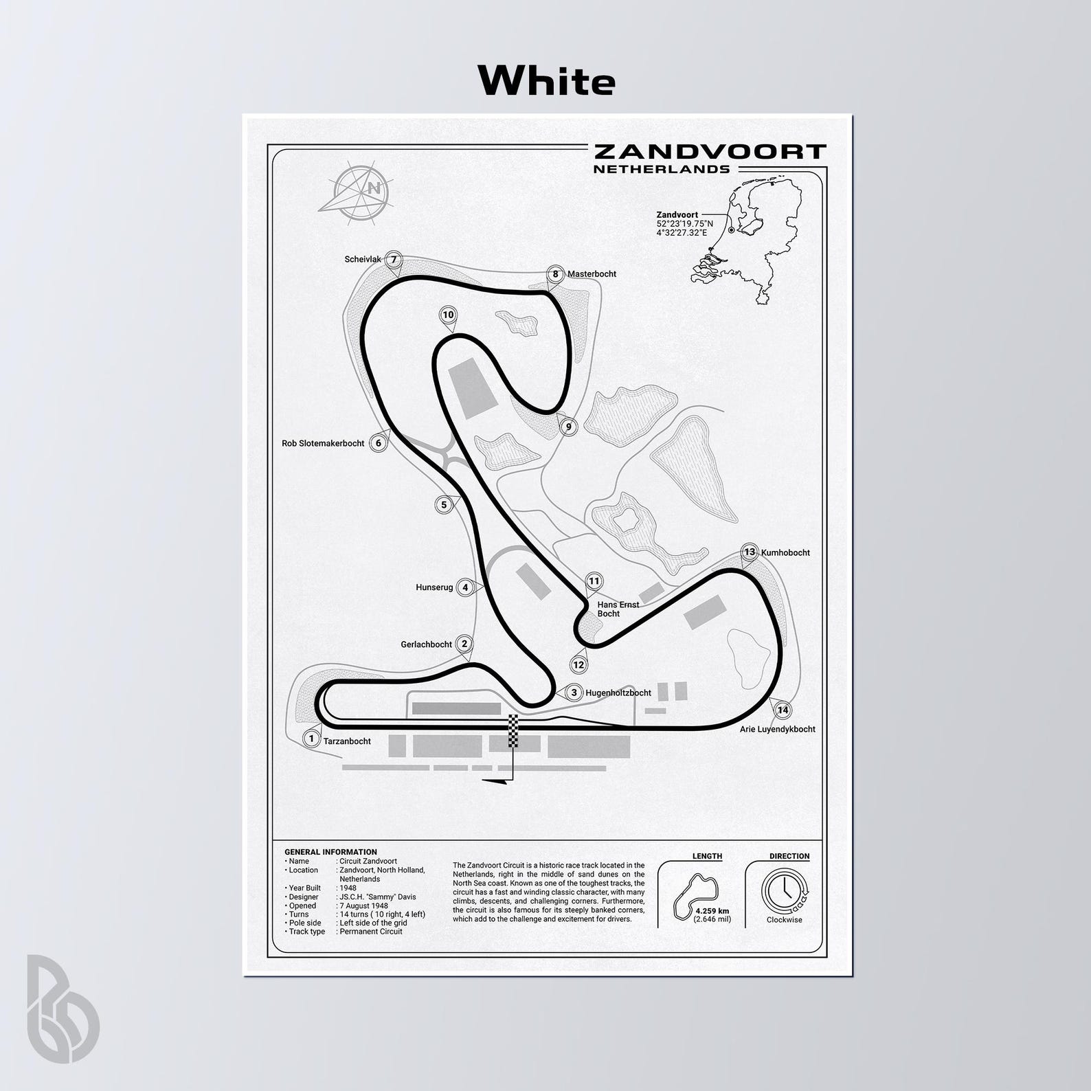 Zandvoort Circuit Blueprint Poster | Zandvoort Grand Prix | Motorsport ...