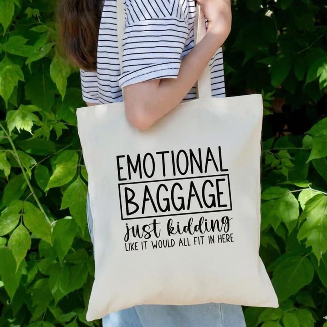 Funny Emotional Baggage Tote Bag, Just Kidding Introvert Gift ...