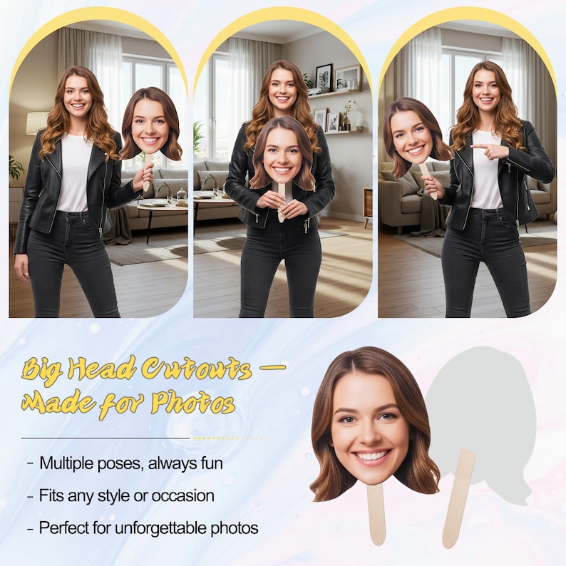 Custom Face on a Stick, Big Head Cutout, Personalized Photo Prop for ...