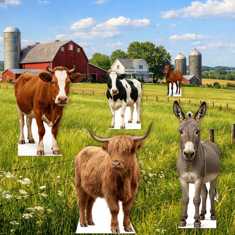Farm Animal Cardboard Cutout Life Size Highland Cow Standee for ...