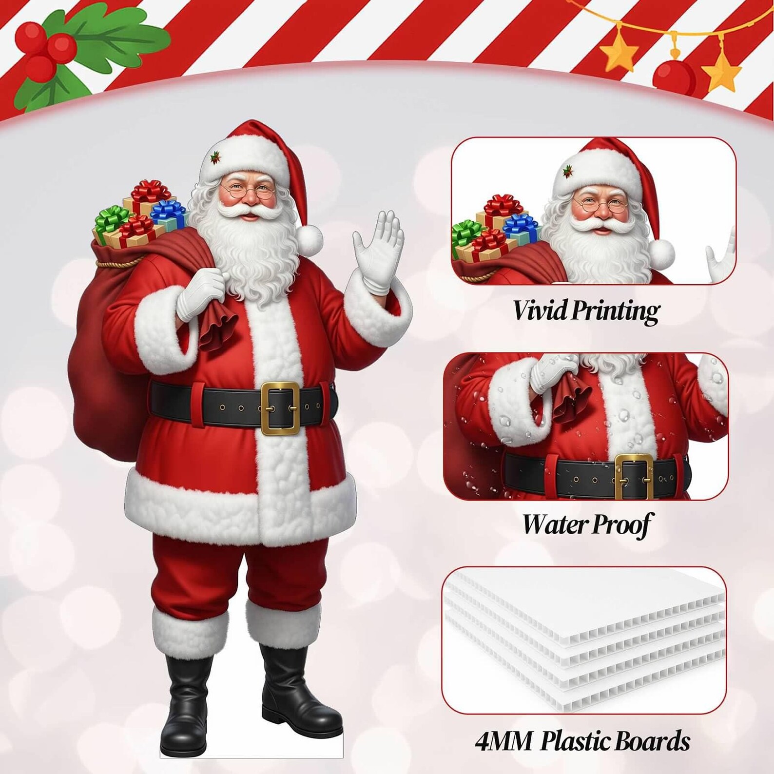 Christmas Cardboard Cutouts, 4mm Corrugated Plastic Standee Decorations ...