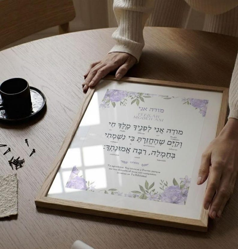 Jewish Prayer, Mode Ani Blessing in Hebrew, (english and Spanish ...