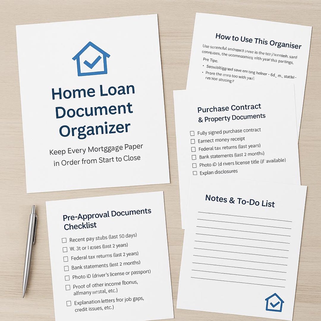 Home Loan Document Organizer | Printable Mortgage Checklist (digital ...