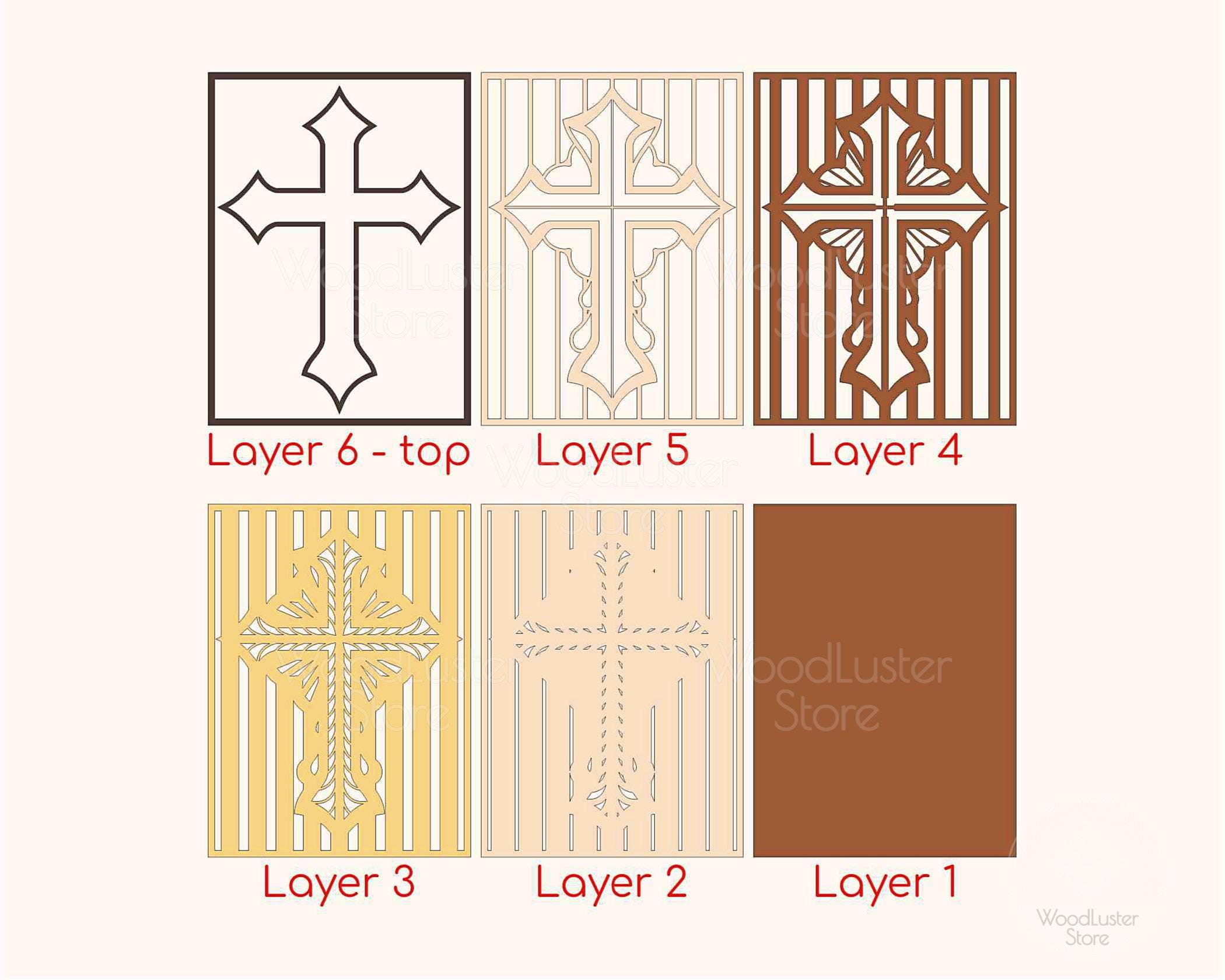 Layered Cross SVG File for Laser Cut Religious Wall Art Multilayer ...