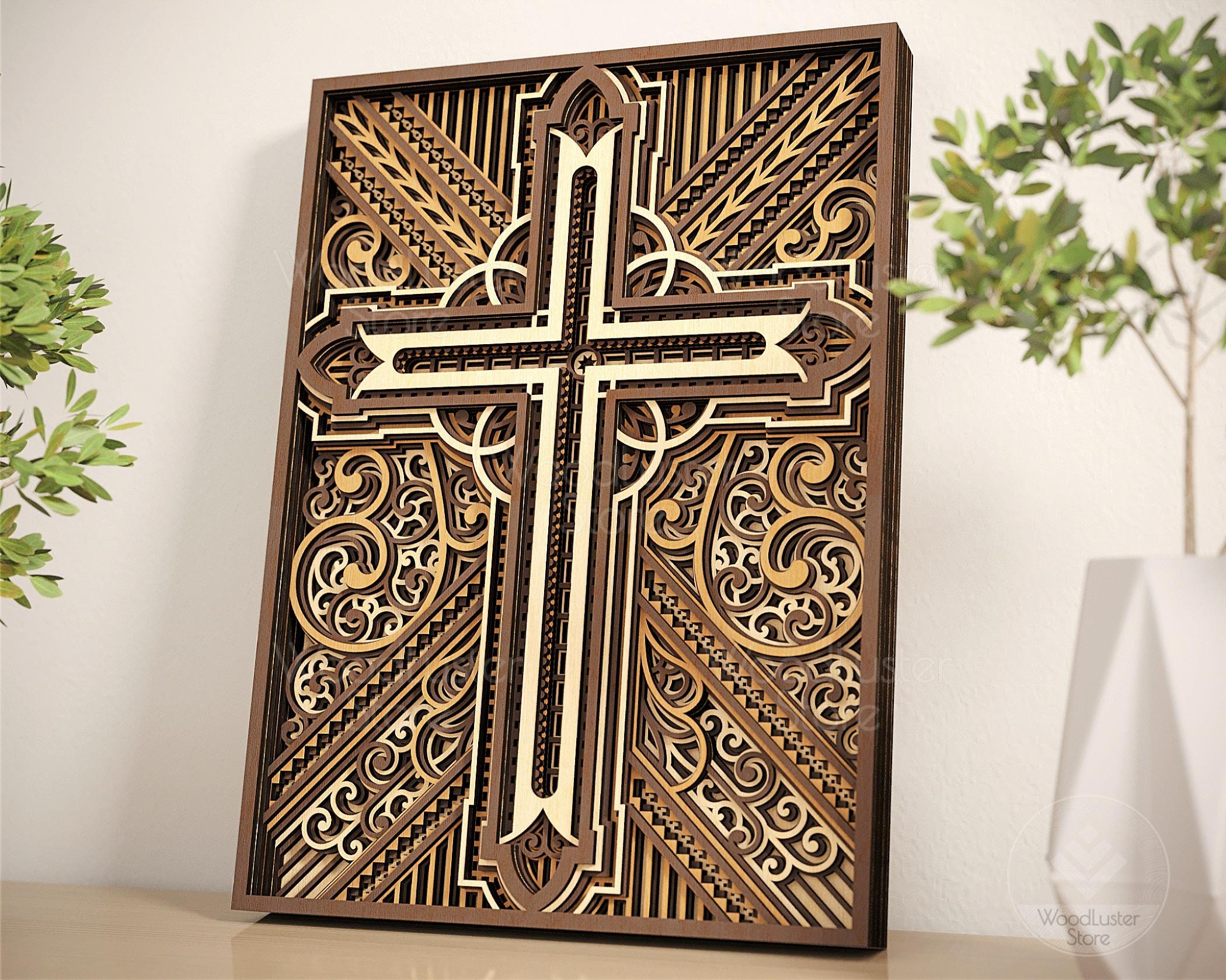 Layered Christian Cross SVG: Laser Cut Mandala Wall Art (digital Files ...