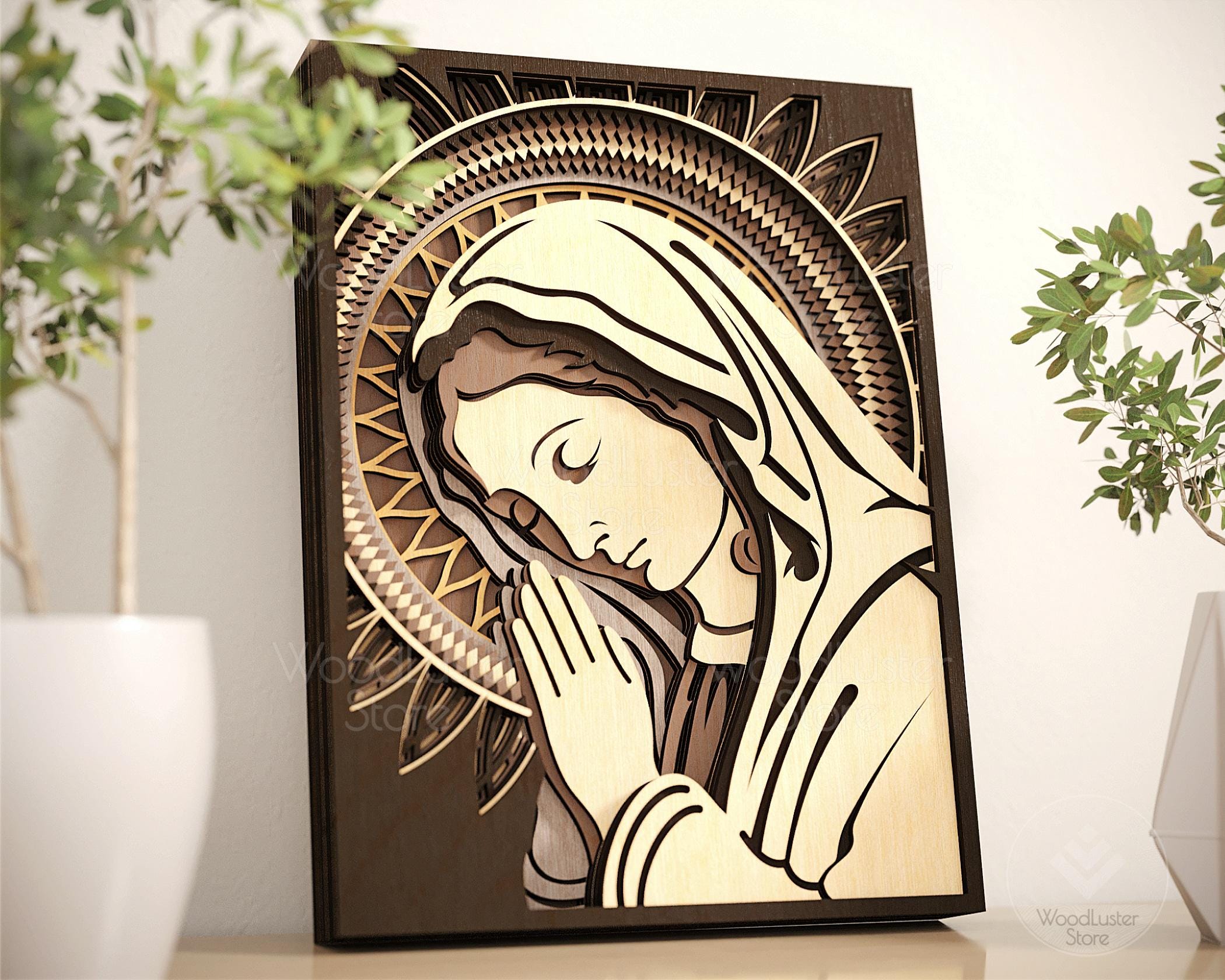 Virgin Mary Layered SVG for Laser Cut Multilayer Religious CNC Pattern ...