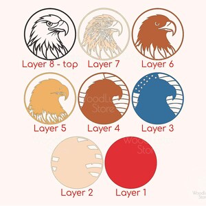 Layered Eagle SVG With American Flag, Laser Cut File Multi-layer Eagle ...