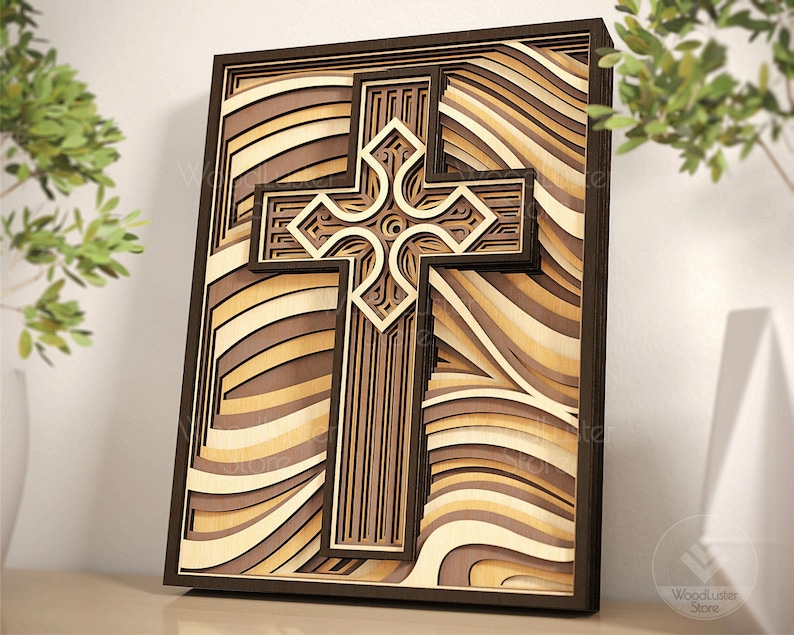 Multilayer Laser Cut Cross SVG DXF Files Cross Wood Cut Template for ...