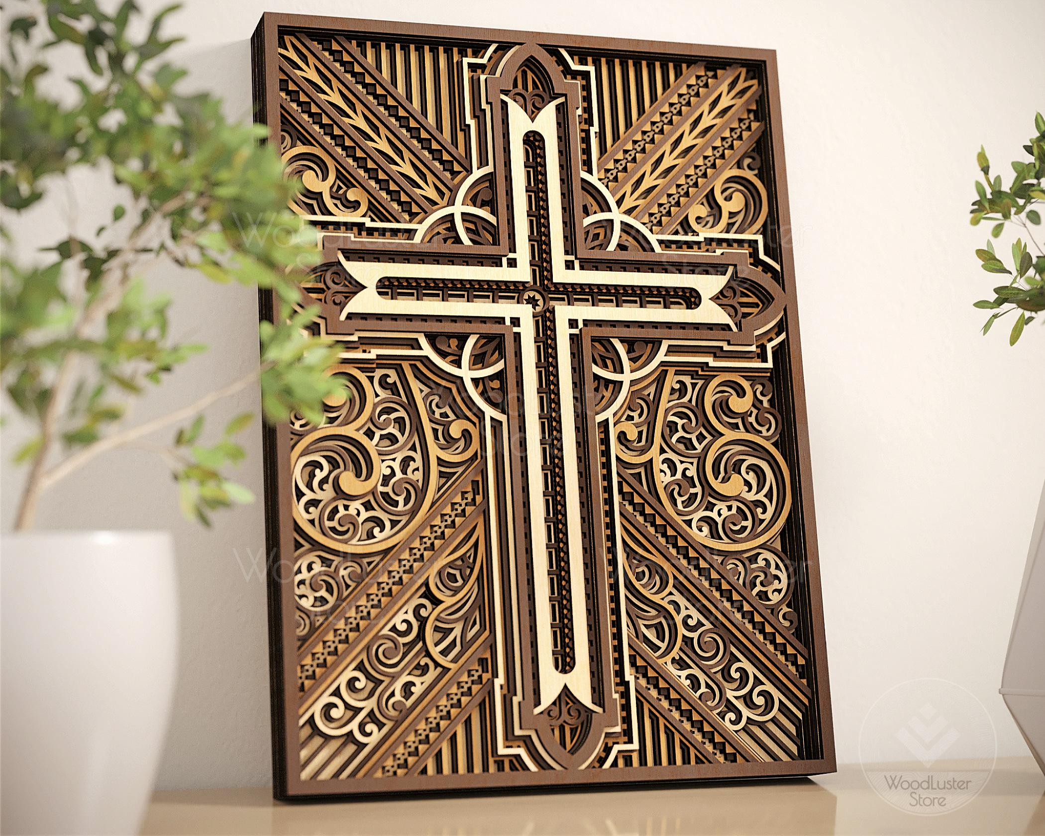 Layered Christian Cross SVG: Laser Cut Mandala Wall Art (digital Files ...