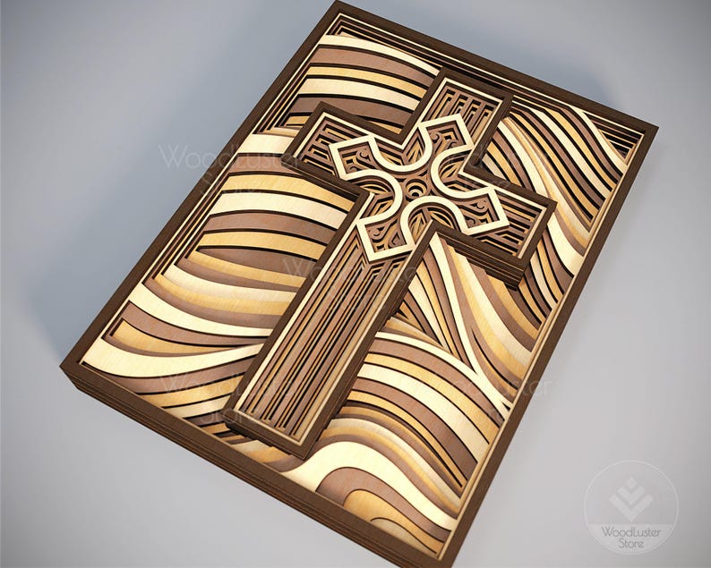 Multilayer Laser Cut Cross SVG DXF Files Cross Wood Cut Template for ...