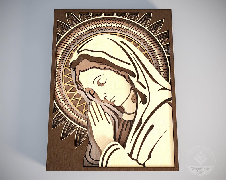 Virgin Mary Layered SVG for Laser Cut Multilayer Religious CNC Pattern ...
