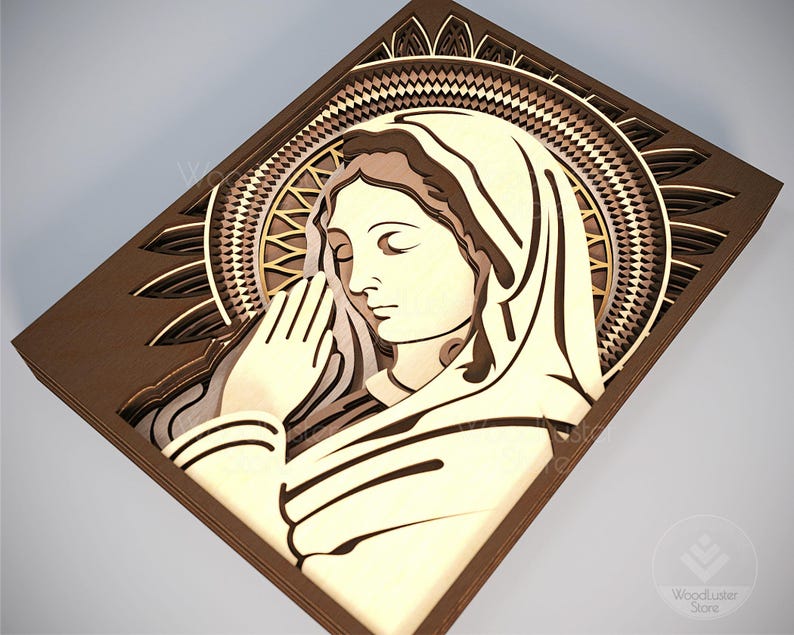 Virgin Mary Layered SVG for Laser Cut Multilayer Religious CNC Pattern ...