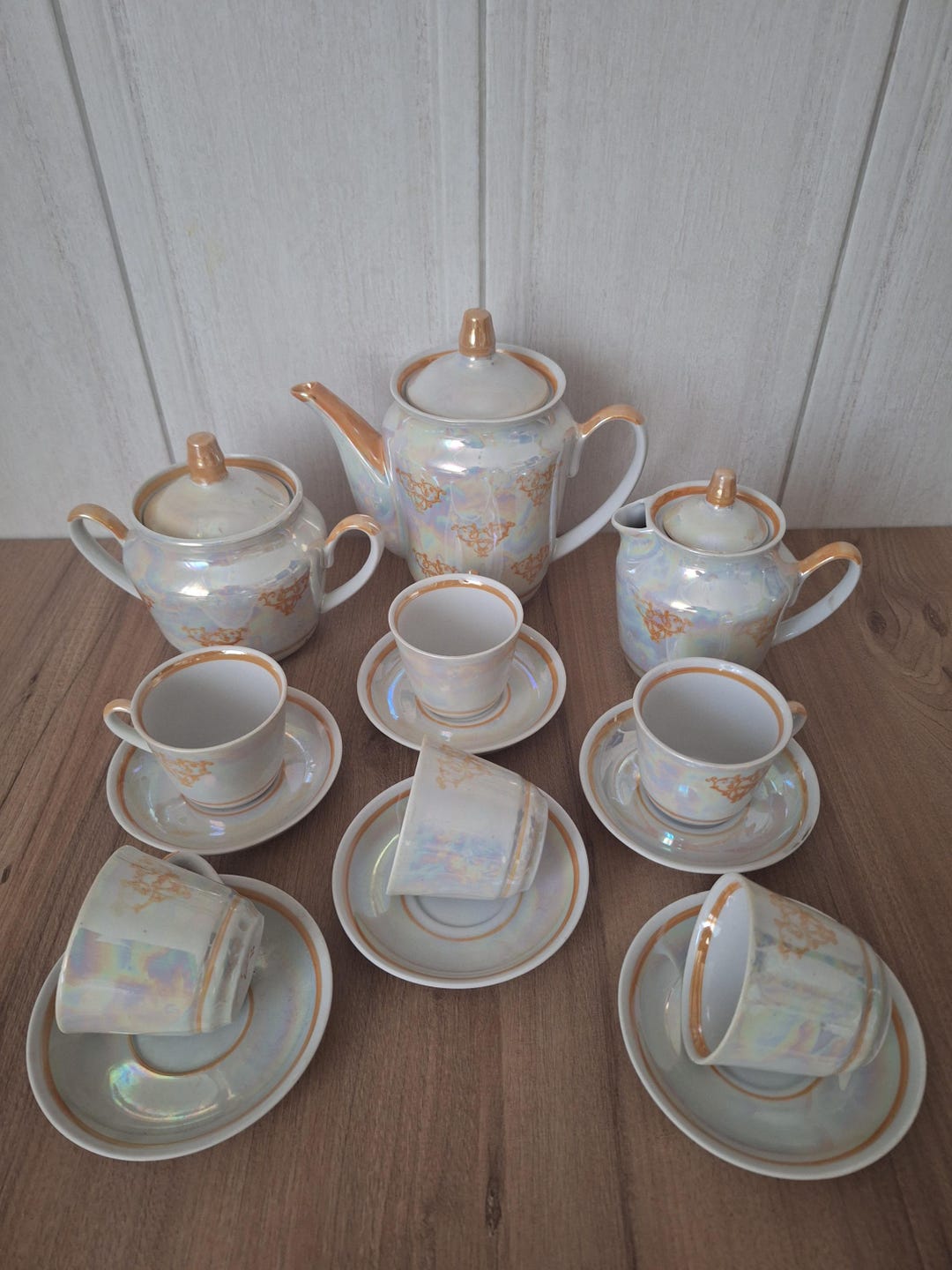 Vintage Pearl 6-person Ussr/soviet Coffee Set – Gold Trim - Etsy