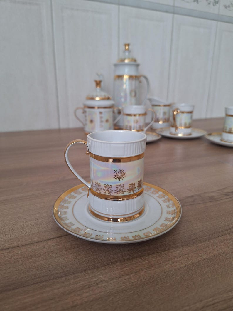 Vintage 4-person Ussr/soviet Coffee Set - Gold Trim - Etsy