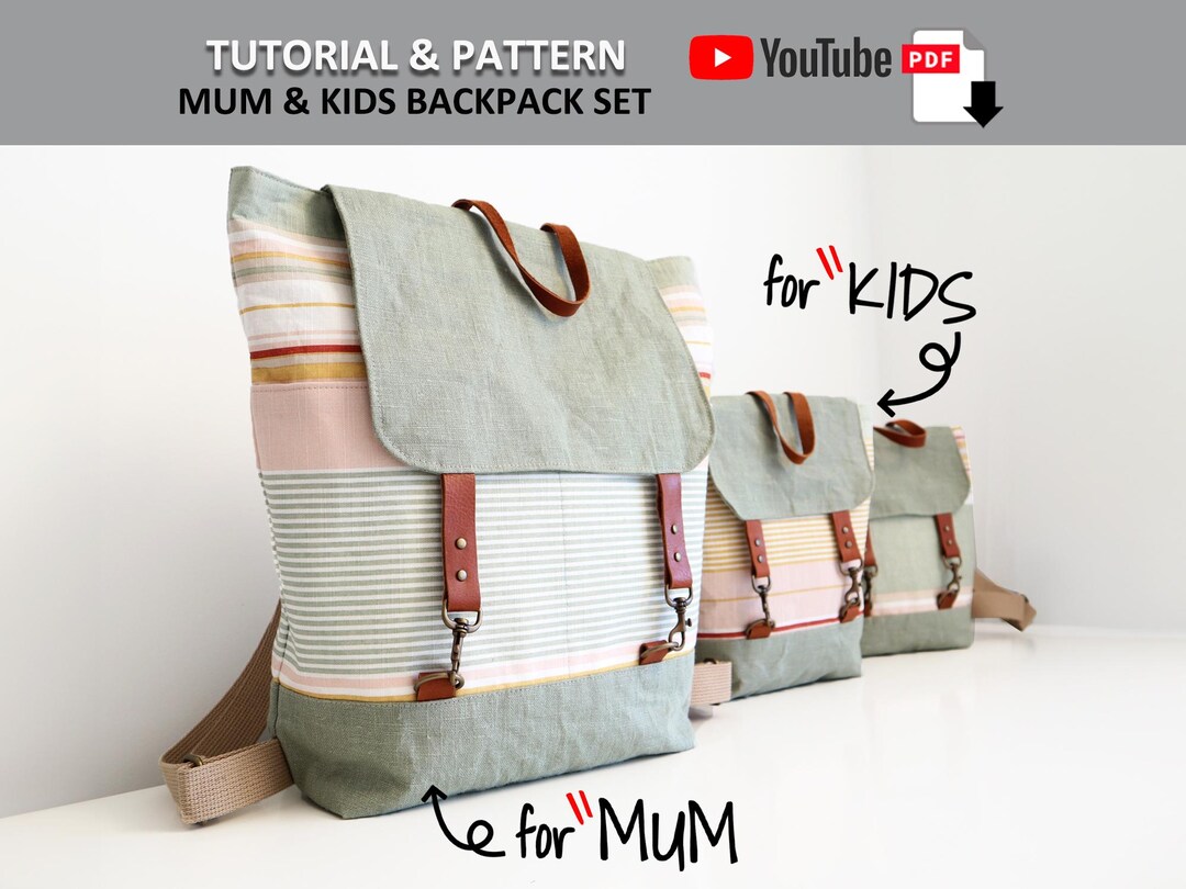 Classic Backpack - Mum and Kids Set. PDF PATTERN & TUTORIAL With ...