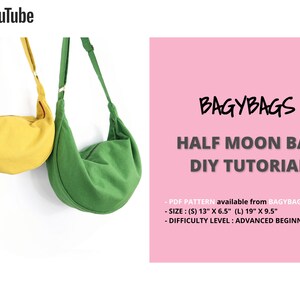 Half Moon Bag With 2 Size Pattens small / Medium. PDF PATTERN ...
