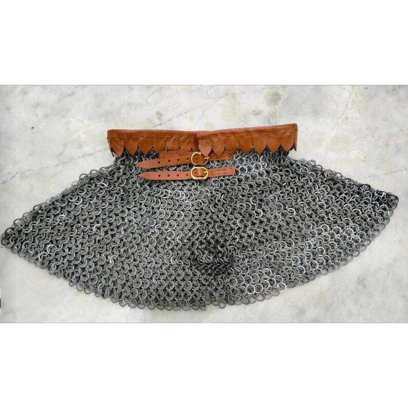 Medieval Chainmail Gorget - 6mm Flat Ring Riveted Neck Armor for LARP ...