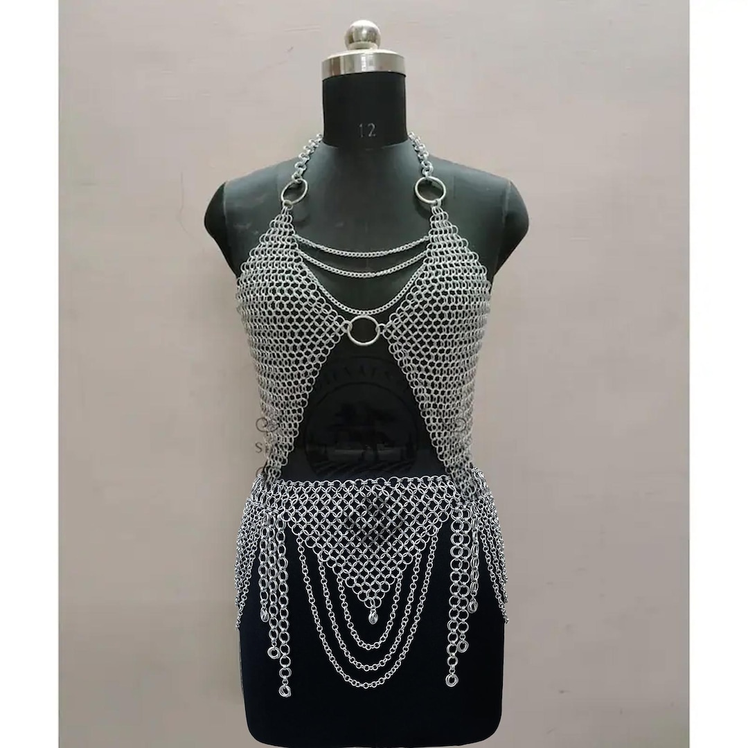 Anodized Aluminum Chainmail Top and Skirt Set: Renfaire Female Warrior ...