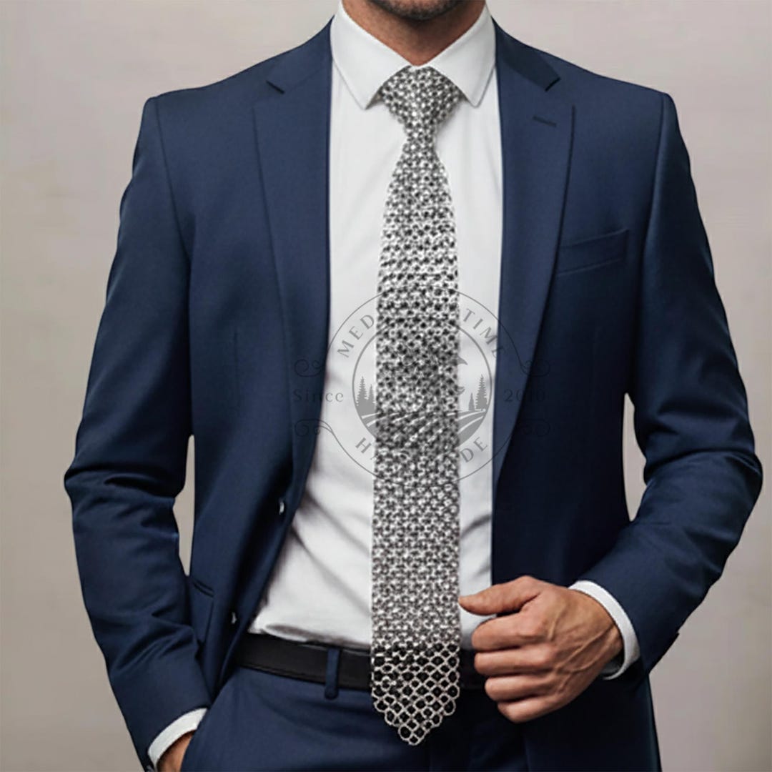 Aluminium Chainmail Tie: Medieval European Design, Adjustable Fit - Etsy