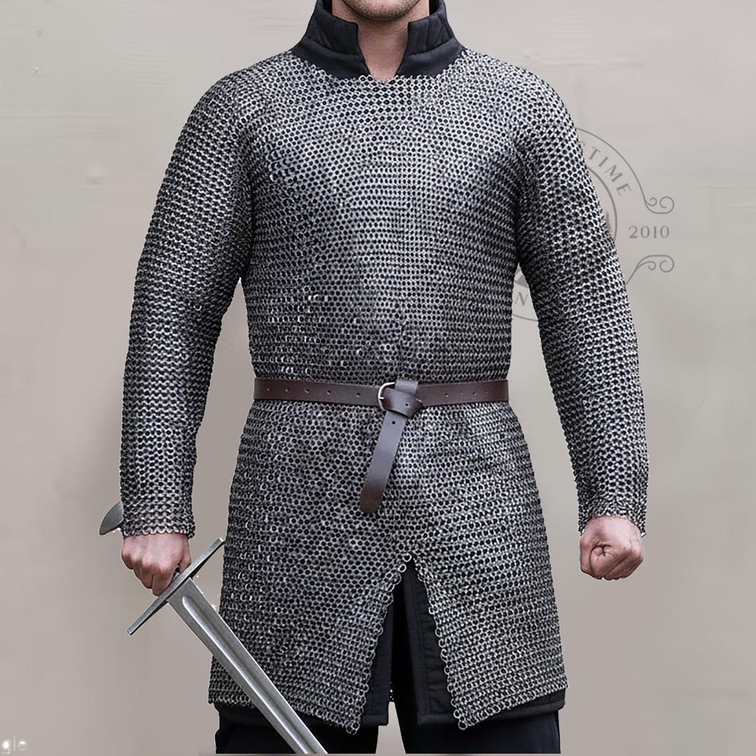 Medieval Chainmail Shirt: 9mm Riveted Flat Rings – Handmade Mild Steel ...