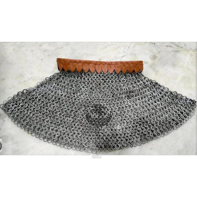 Medieval Chainmail Gorget - 6mm Flat Ring Riveted Neck Armor for LARP ...