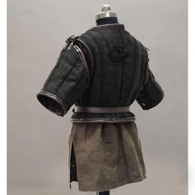 Medieval Gambeson: Padded Pure Cotton Larp Armor With Brown Leather ...