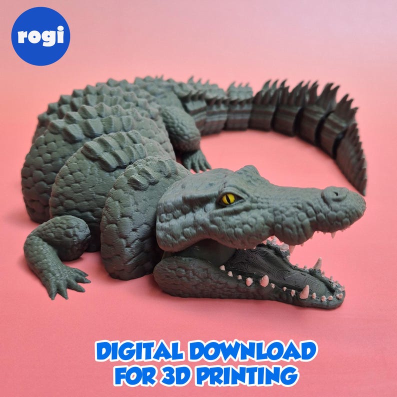 CROCODILE - Stl and 3MF Gidital File for 3D Printing, Flexible ...