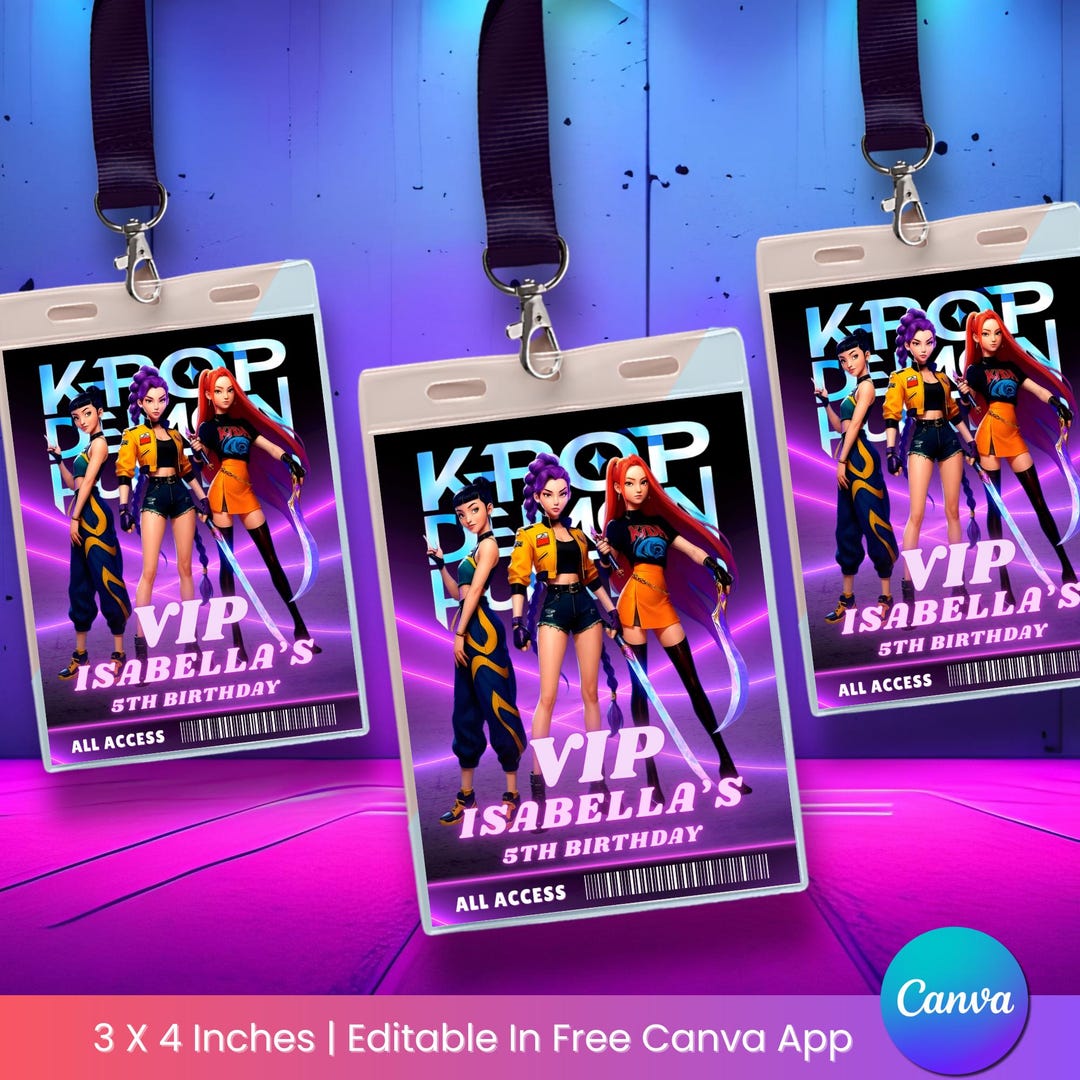 Kpop Demon Hunters VIP Pass | Huntrix Id Badge | Printable Kpop VIP ...