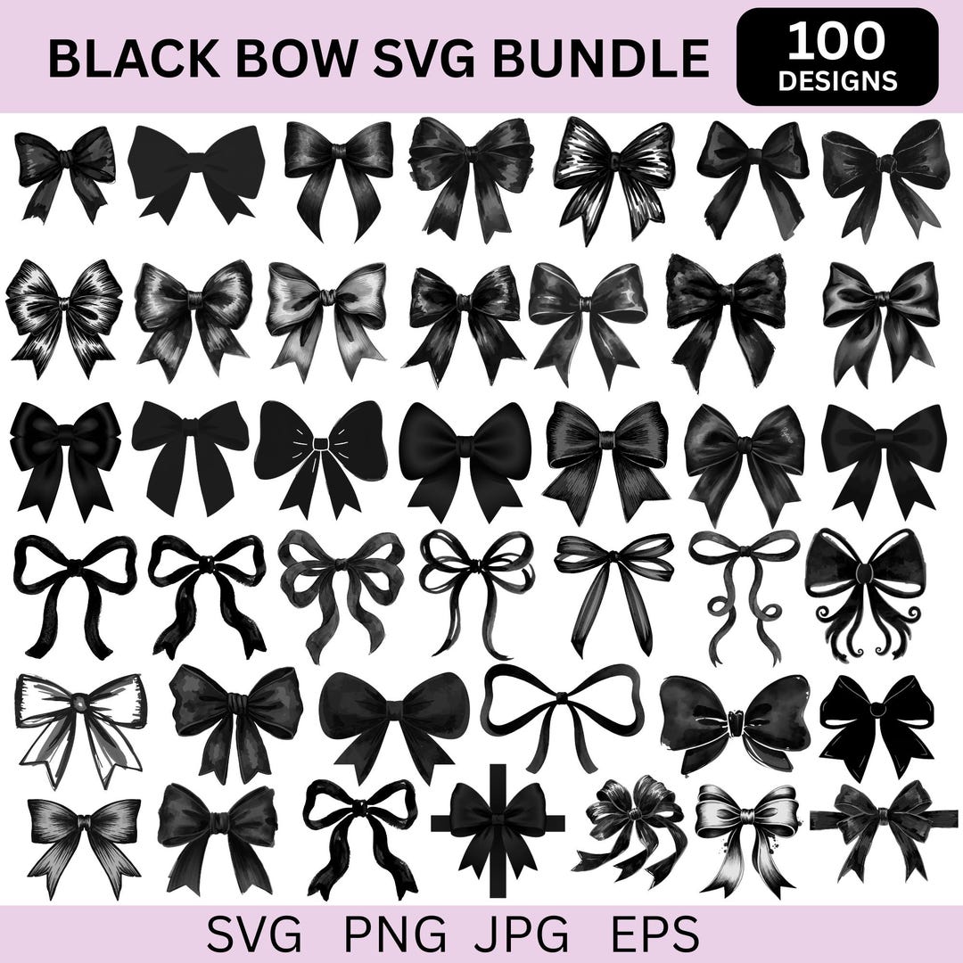 Black Bow SVG Bundle | Coquette Bow | Clipart | Files for Cricut ...