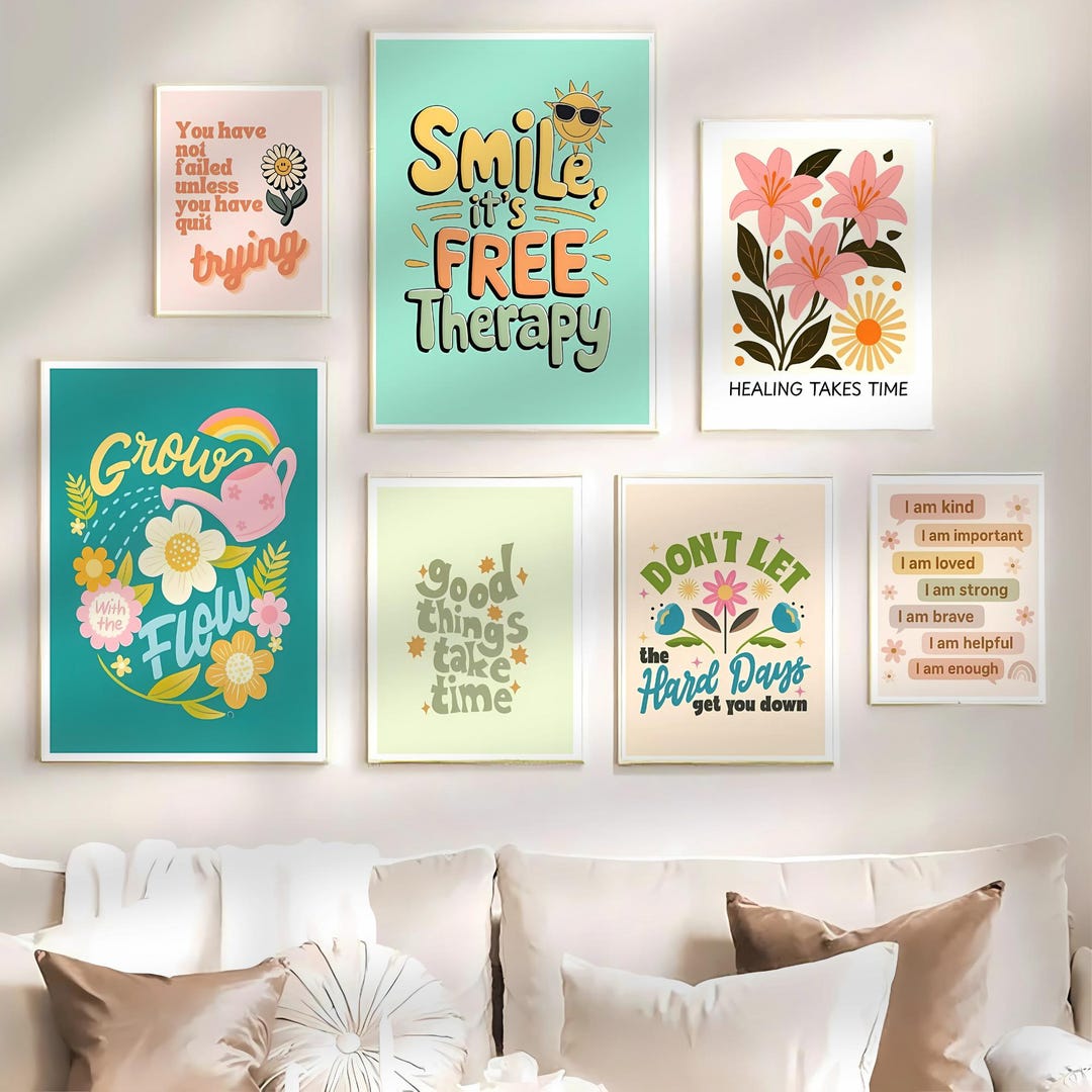 Set of 32 Mental Health Wall Art Posters | Therapy Office Decor Wall ...