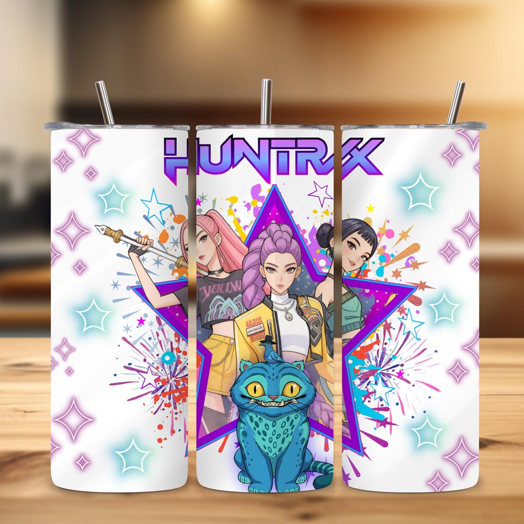 20oz Kpop Tumbler Wrap PNG | Huntrix Laser Tumbler | Saja Boys Girls ...