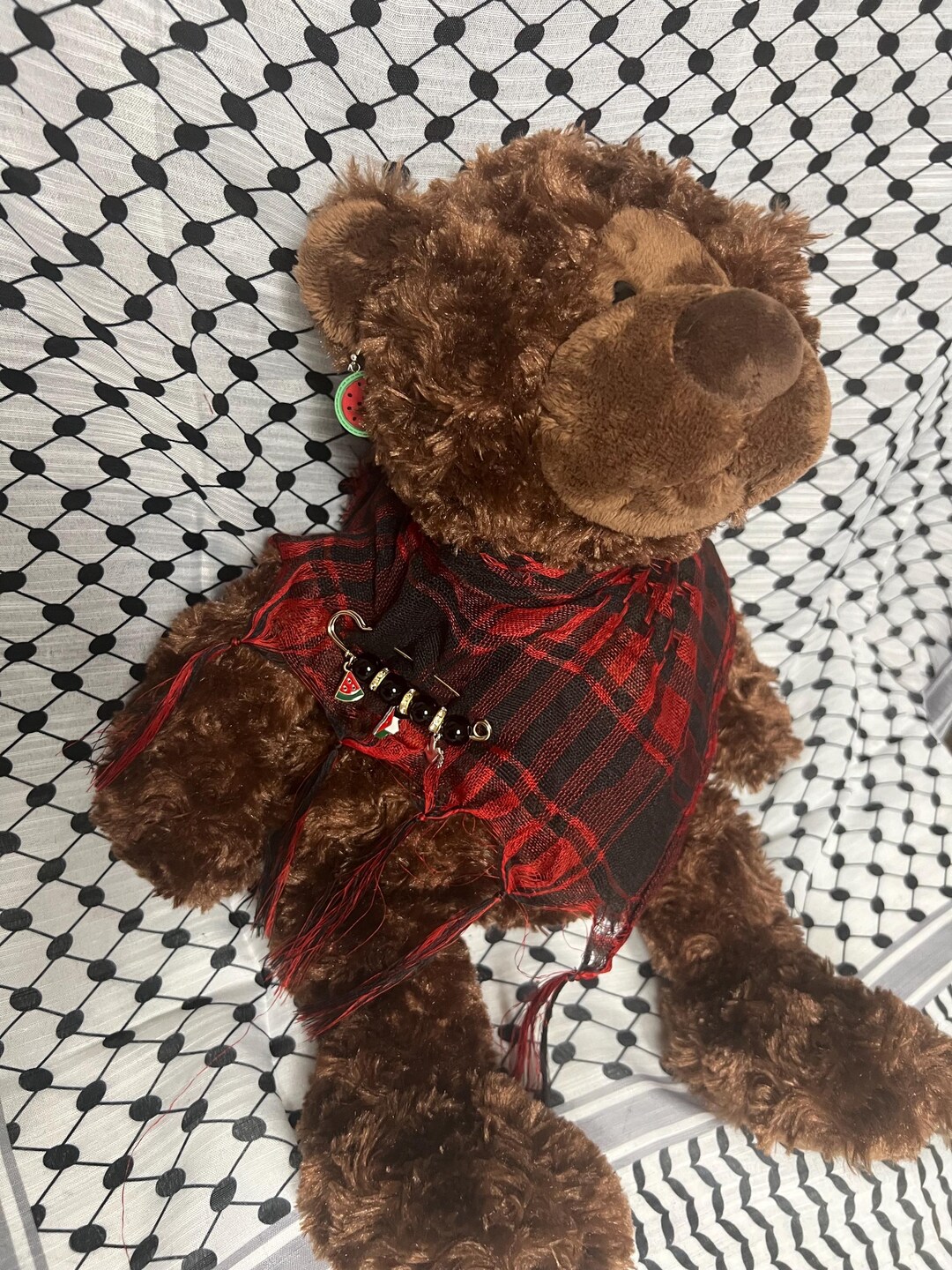 Palestine Solidarity Teddy Bear With Brooch, Palestinian Kids Keffiyeh ...