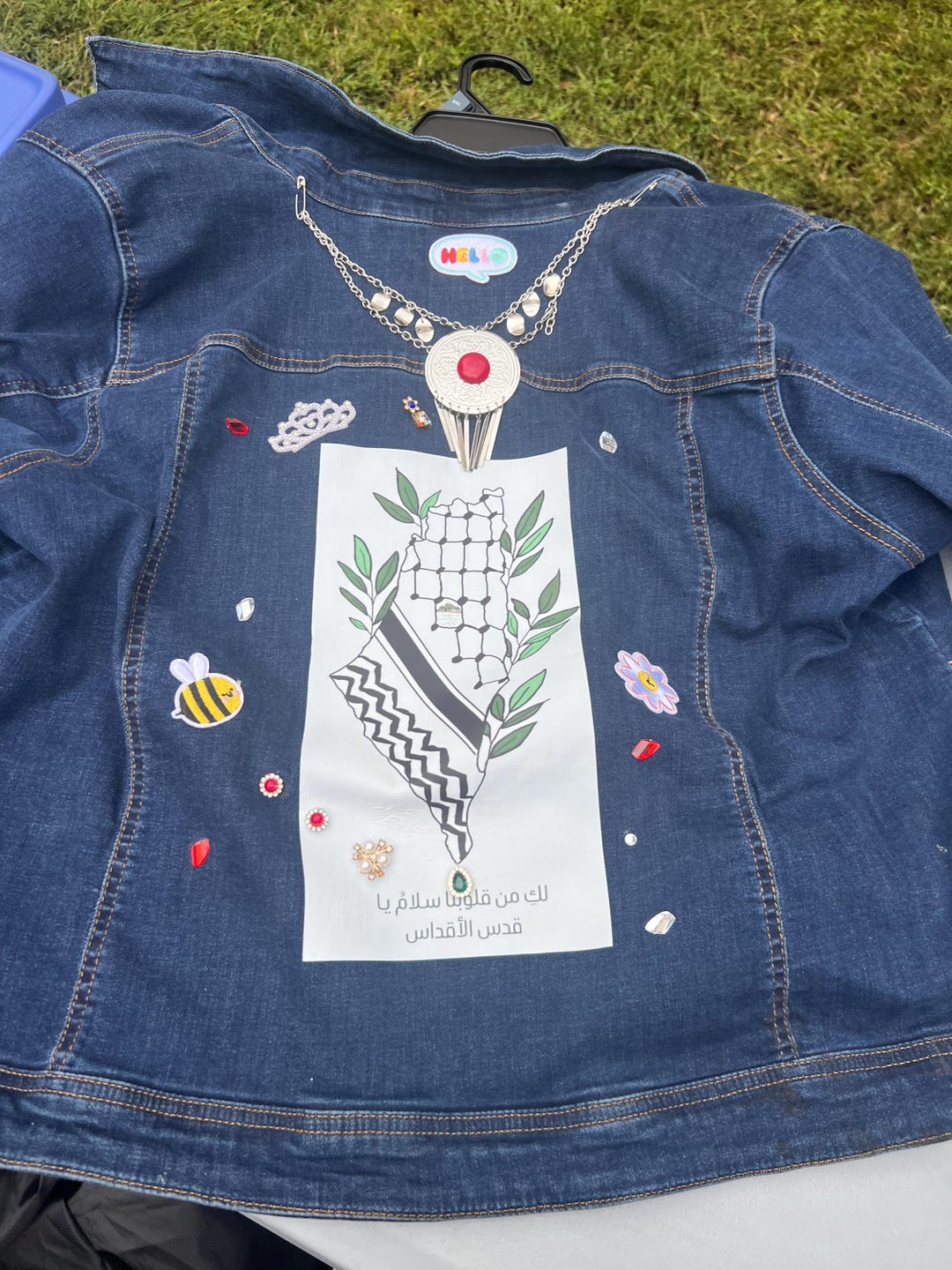 Vintage Palestine Denim Jackets Kufiya Palestine Map Women's Denim ...
