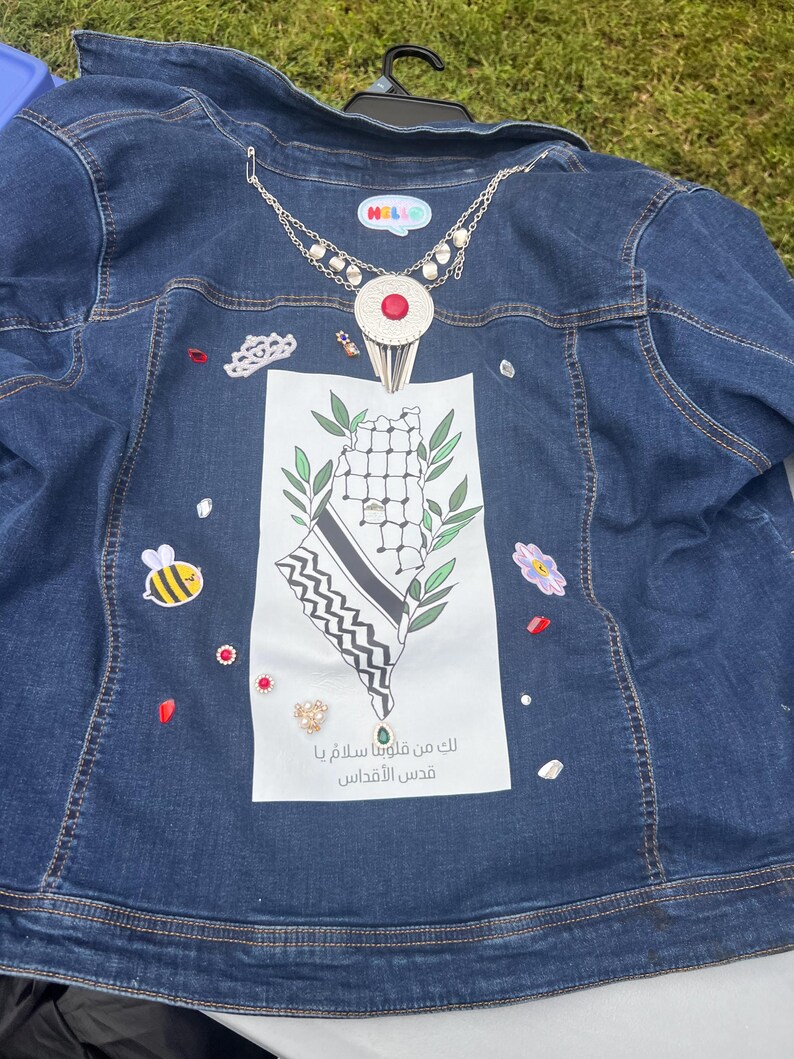 Vintage Palestine Denim Jackets Kufiya Palestine Map Women's Denim ...